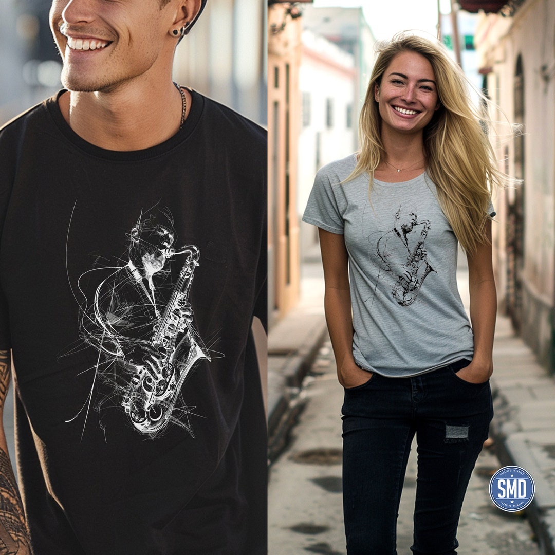 Saxophone T-shirt, Rocker Shirt, Music Tee, Gift for Sax Player ...