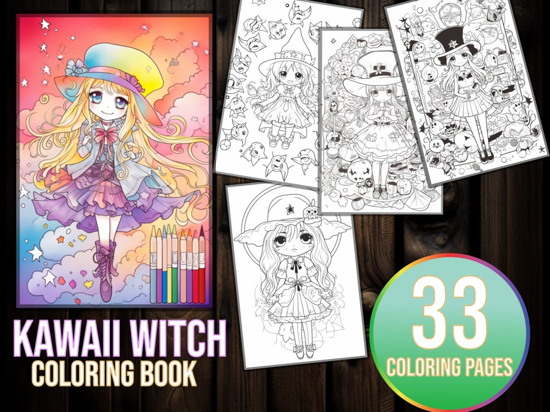 Kawaii Witch Coloring Pages | 33 Pages | Cute Coloring Pages | for Kids ...