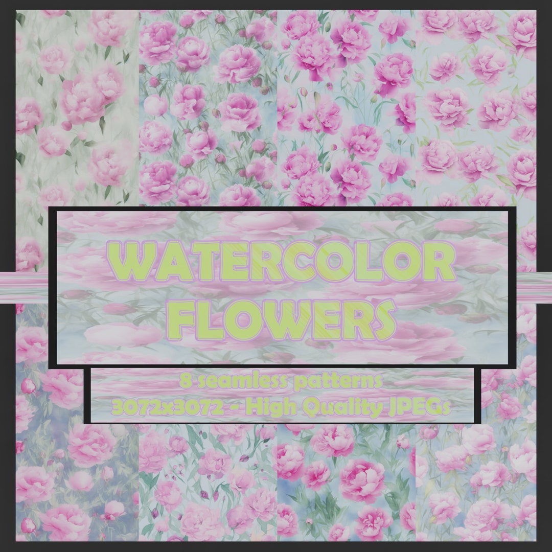 Watercolor Flowers Digital Paper, Seamless Patterns for Instance ...