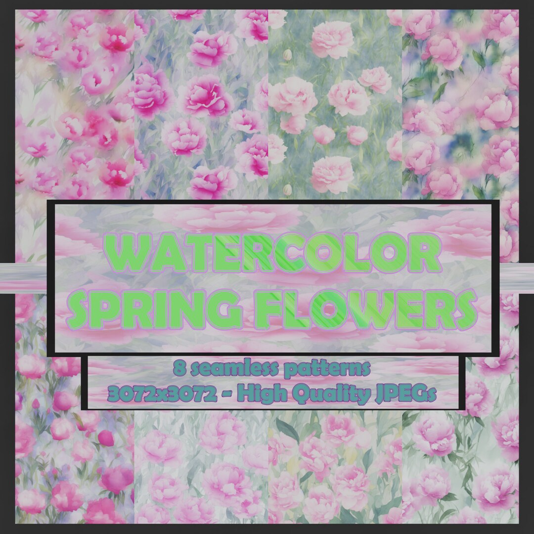 Watercolor Spring Flowers Digital Paper, Seamless Patterns for Instance ...