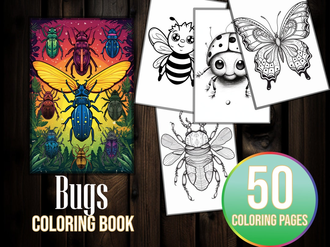 Bugs Coloring Book Printable Coloring Book 50 Bugs - Etsy