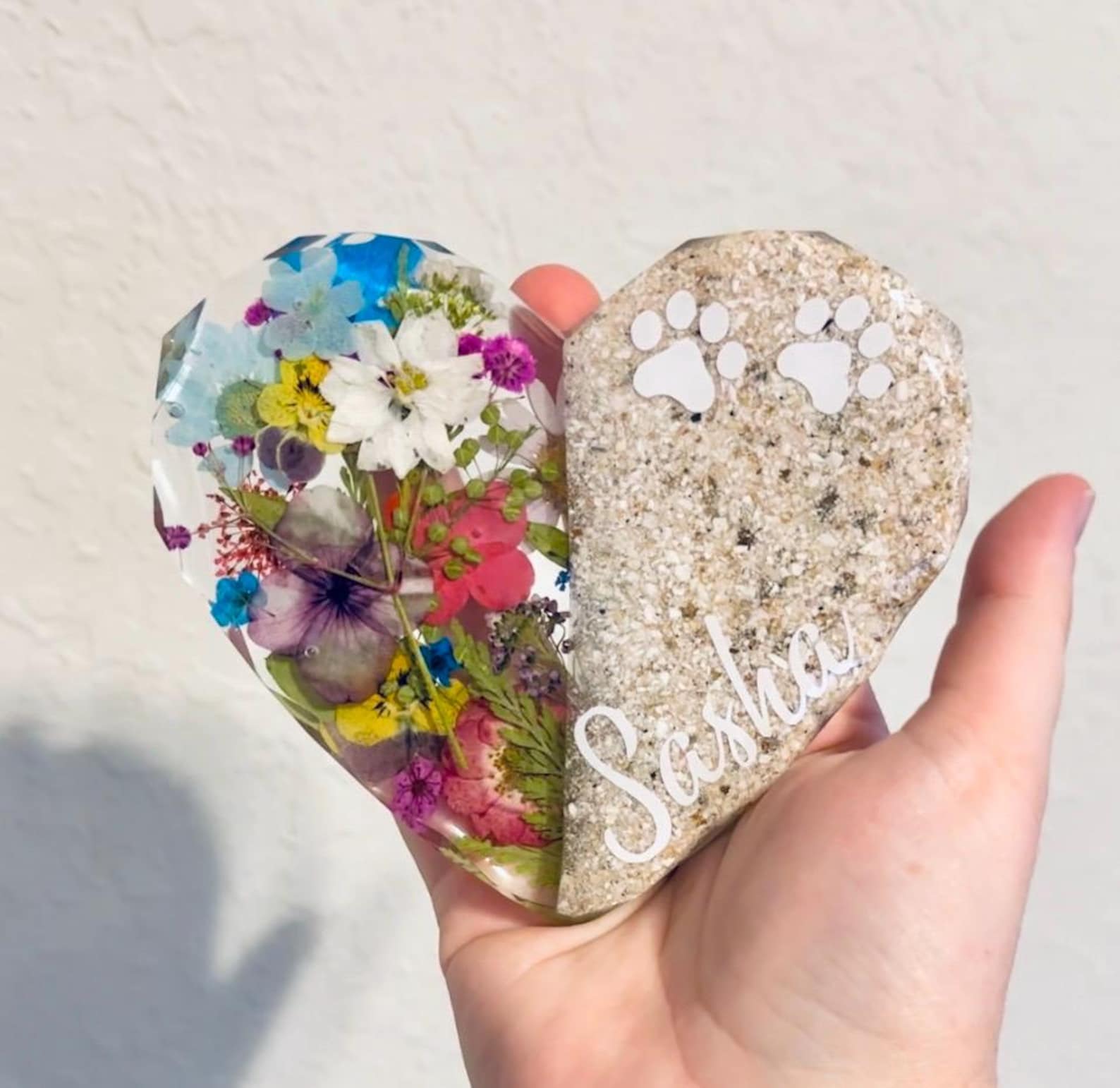 Floral Pet Ashes Keepsake Memorial Display Heart - Etsy