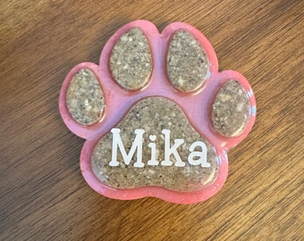 Pet Paw Print With Ashes, Cremation Ashes Keepsake, Dog Memorial, Cat ...
