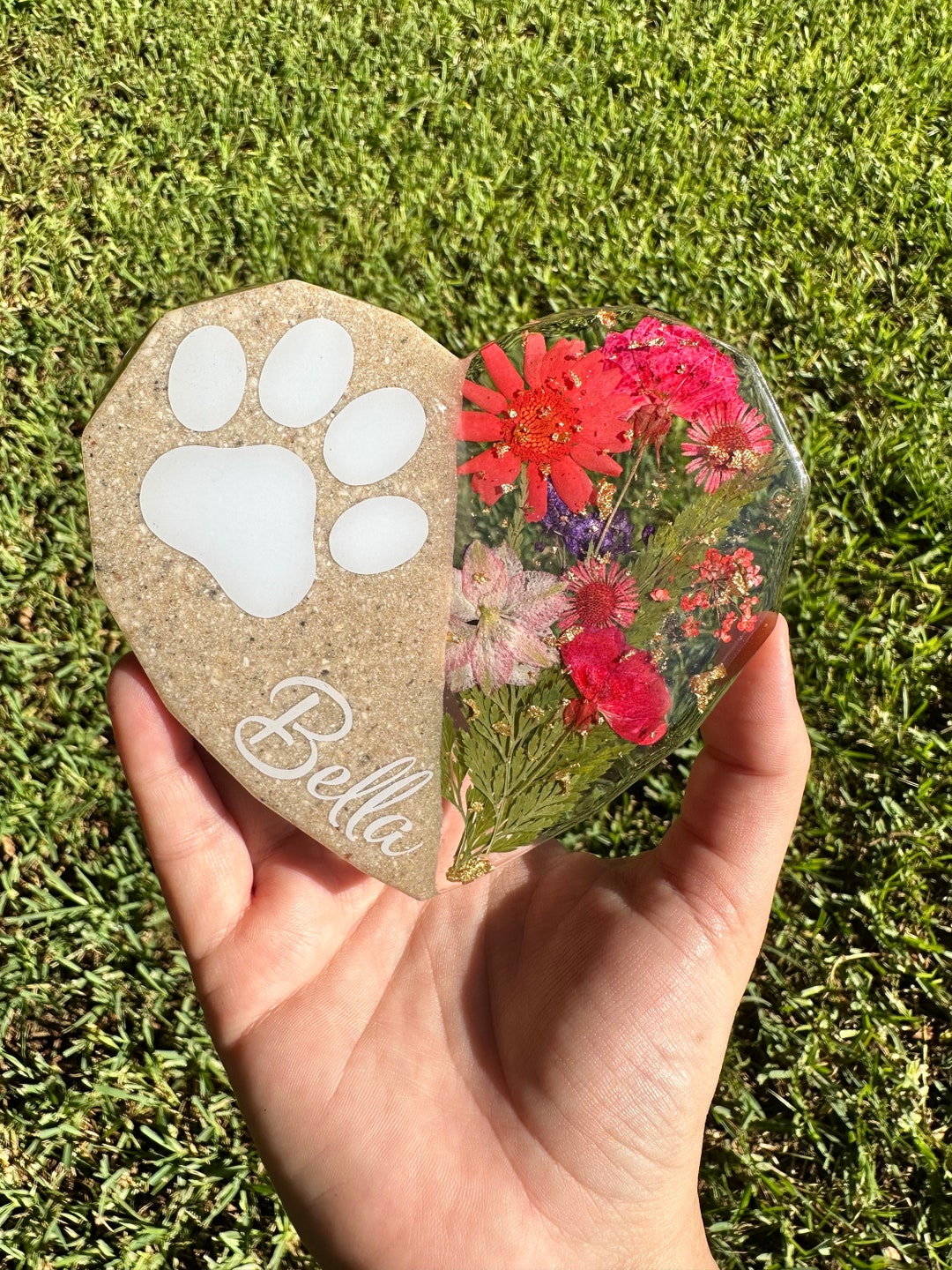 Floral Pet Ashes Keepsake Memorial Display Heart - Etsy