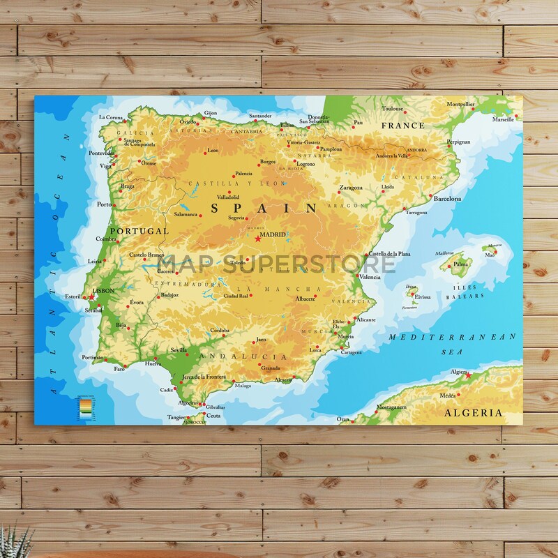 Maps of Spain Canvas - Etsy