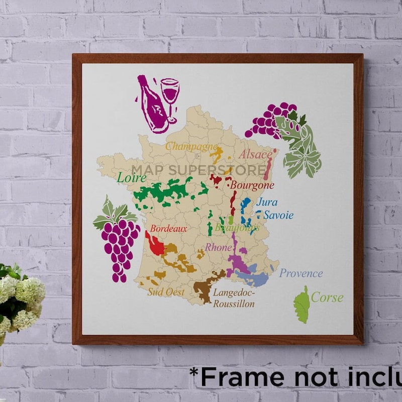 French Wine Map - Etsy