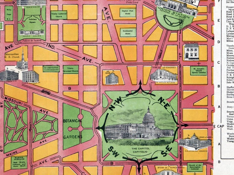 Vintage Pictorial Map - Scharf's International Map of Central ...