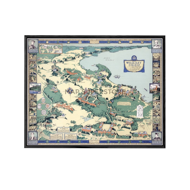 Vintage 1943 Map of Wellesley College Campus - Etsy