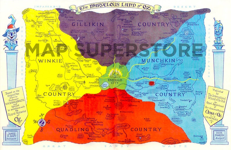 Vintage Wizard of Oz Map Print: 1962 Oz Universe Cartography - Etsy