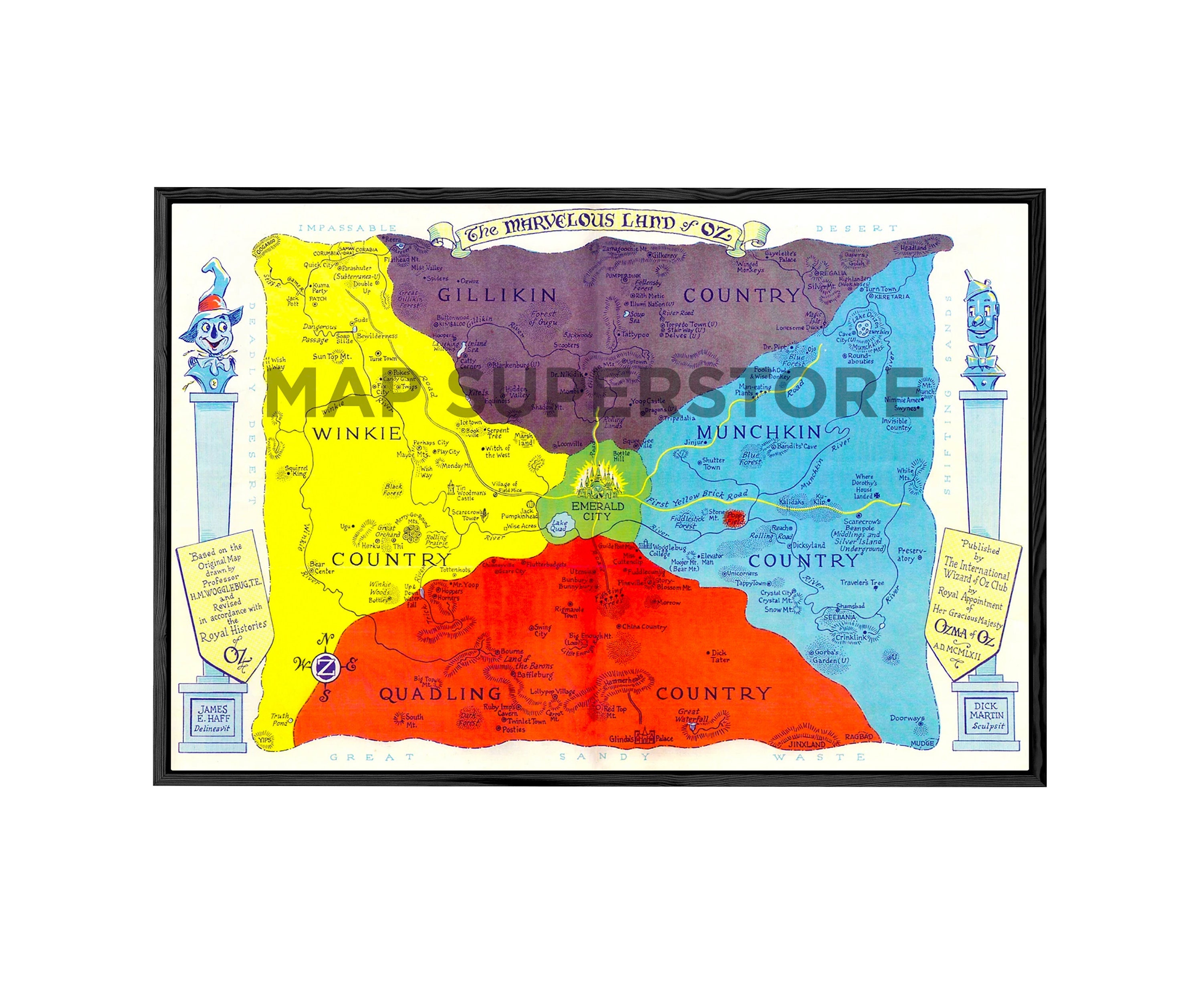 Vintage Wizard of Oz Map Print: 1962 Oz Universe Cartography - Etsy