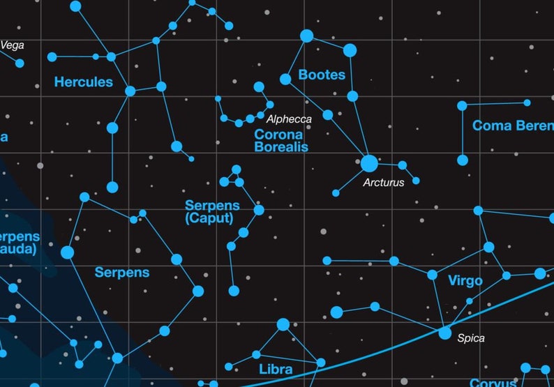 Celestial Star Map: Night Sky Constellations - Poster or Canvas - Etsy