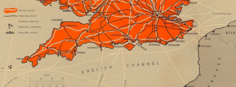 Vintage Fact Maps of Britain Communications 1962 Canvas or Poster Print ...