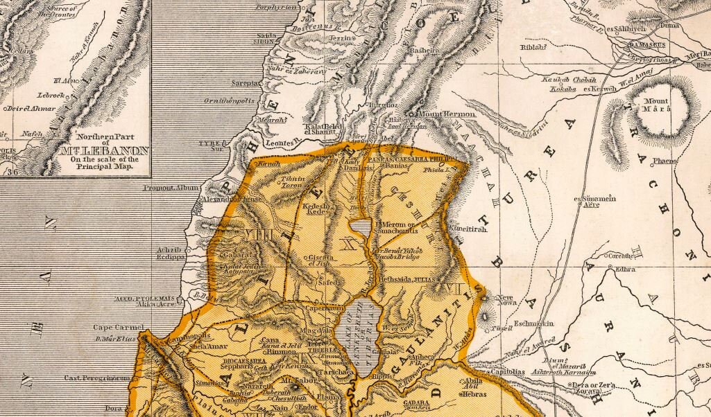 Antique 1844 Map of Palestine - Historical Biblical Cartography ...
