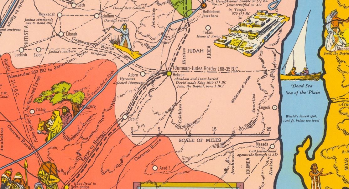 1941 Holy Land Map: Patriarchs to Paul's Journeys - Christian ...