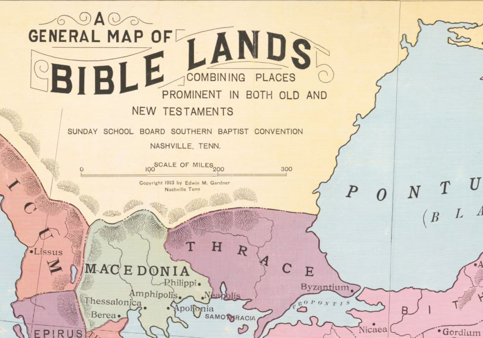 A General Map of Bible Lands | Vintage Bible Map | Restored Bible Map ...
