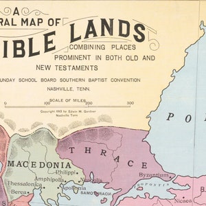 A General Map of Bible Lands | Vintage Bible Map | Restored Bible Map ...