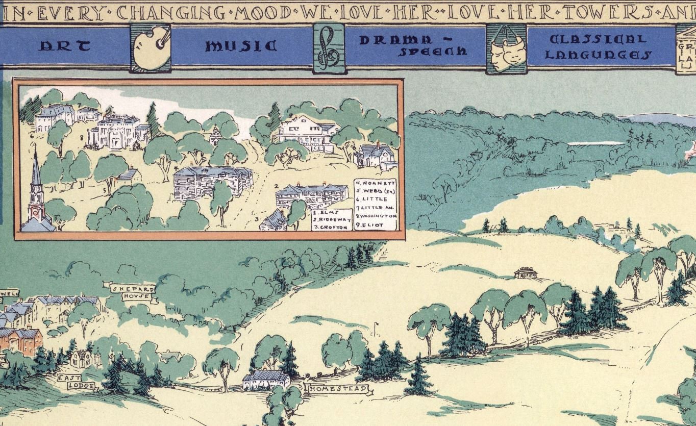 Vintage 1943 Map of Wellesley College Campus - Etsy
