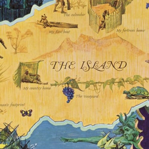 Vintage Pictorial Map - Robinson Crusoe: From the Book by Daniel Defoe ...