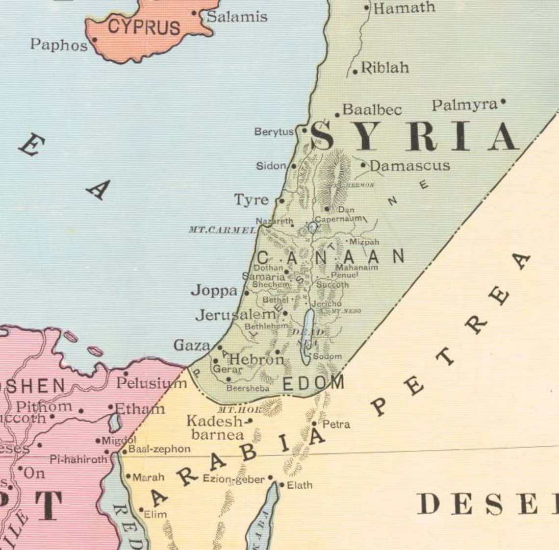 A General Map of Bible Lands | Vintage Bible Map | Restored Bible Map ...