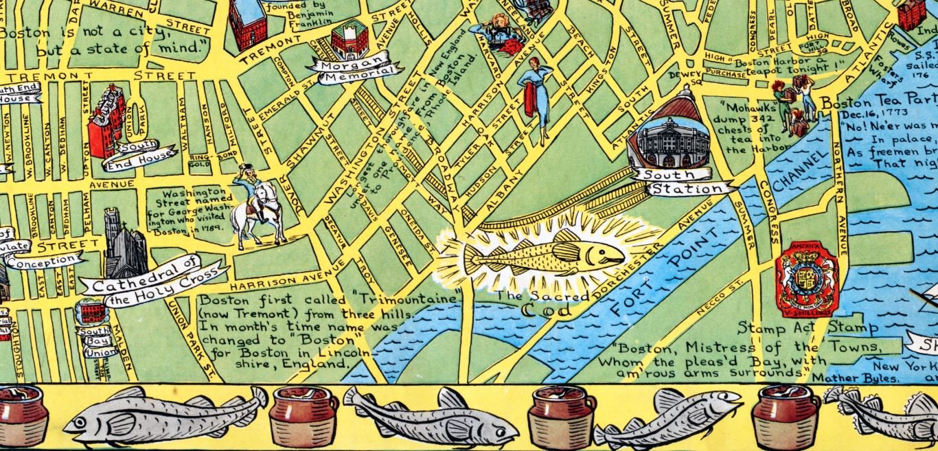 1950 Scott-map of Boston, Massachusetts - A Bird's-eye View - Etsy