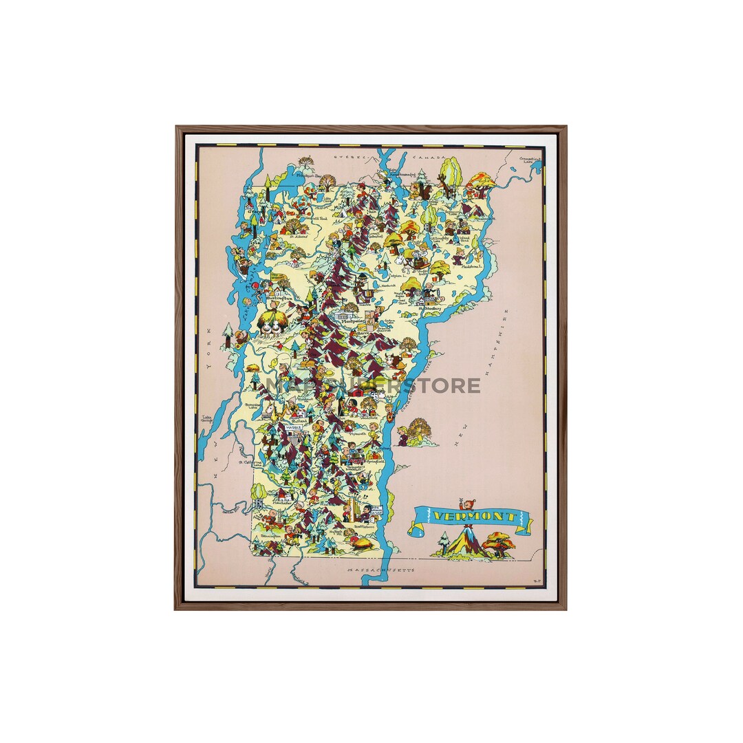 Vintage 1935 Vermont Pictorial Map - Frank J. Taylor & Ruth Taylor ...