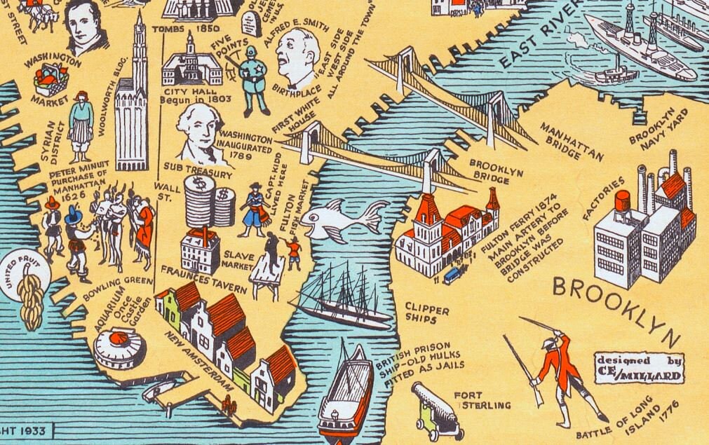 Vintage Pictorial Map of Manhattan: the Birthplace of America - Etsy