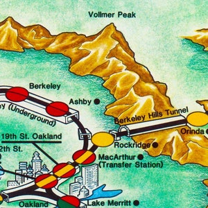 Vintage 1989 BART System Map: San Francisco Bay Area Transit Poster or ...