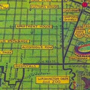 Discover Portland: A Pictorial Map of the 'city of Roses Vintage Canvas ...