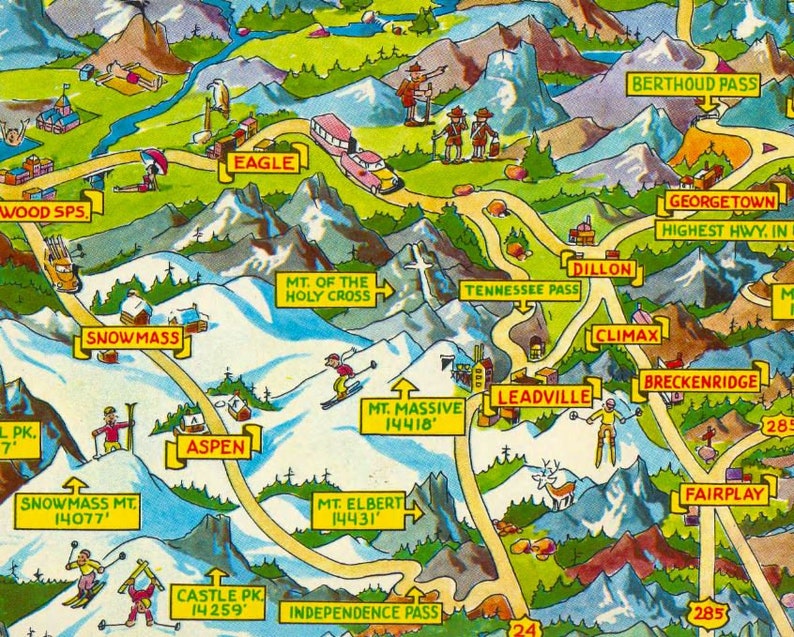 A Pic-tour Map of Colorado - Vintage Pictorial Map - Colorado Travel ...