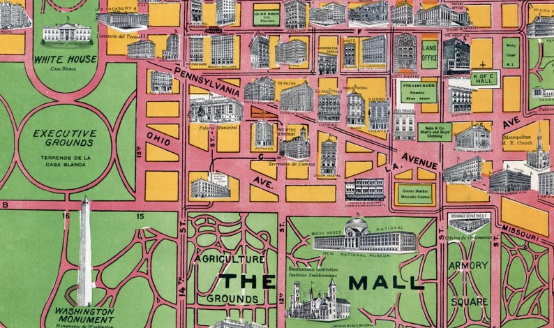 Vintage Pictorial Map - Scharf's International Map of Central ...