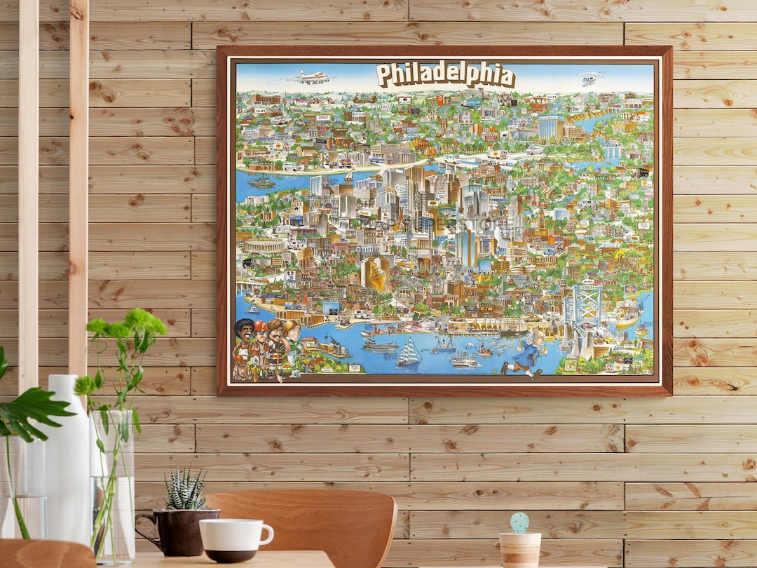 Philadelphia Map Print: 1980s Vintage Birds-eye View Poster - Etsy