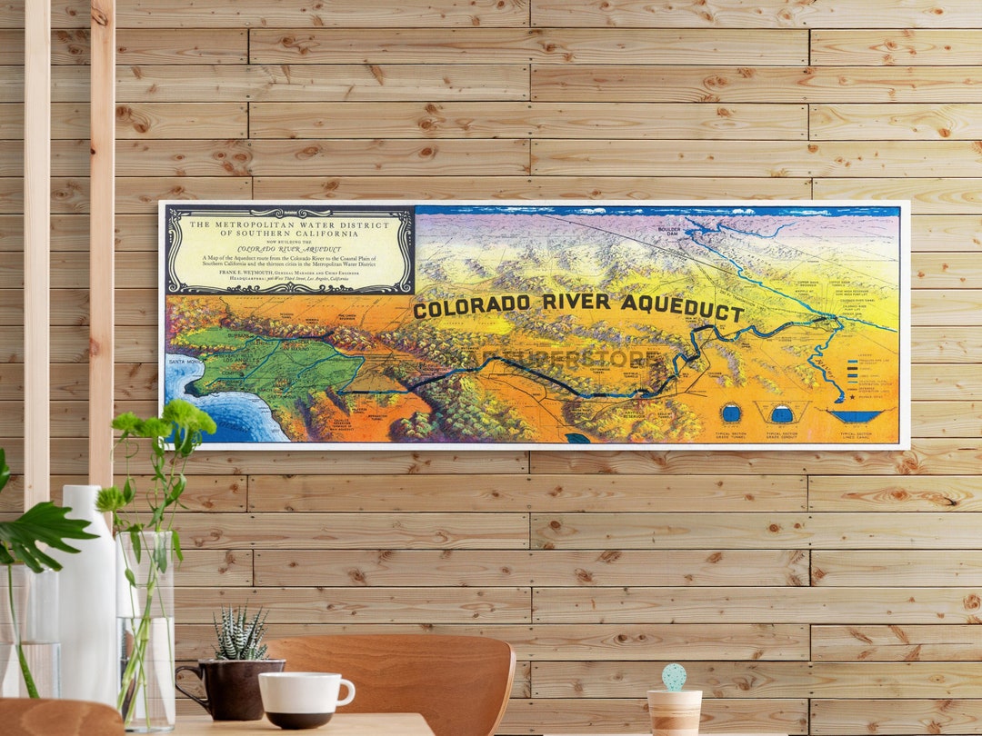 Vintage Colorado River Aqueduct Map Print - California History - Etsy