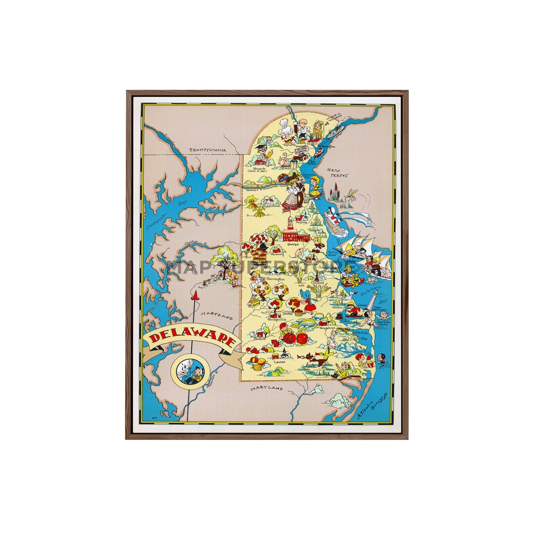 Vintage 1935 Delaware Pictorial Map - Frank J. Taylor and Ruth Taylor ...