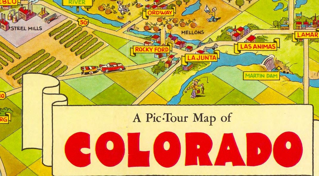 A Pic-tour Map of Colorado - Vintage Pictorial Map - Colorado Travel ...