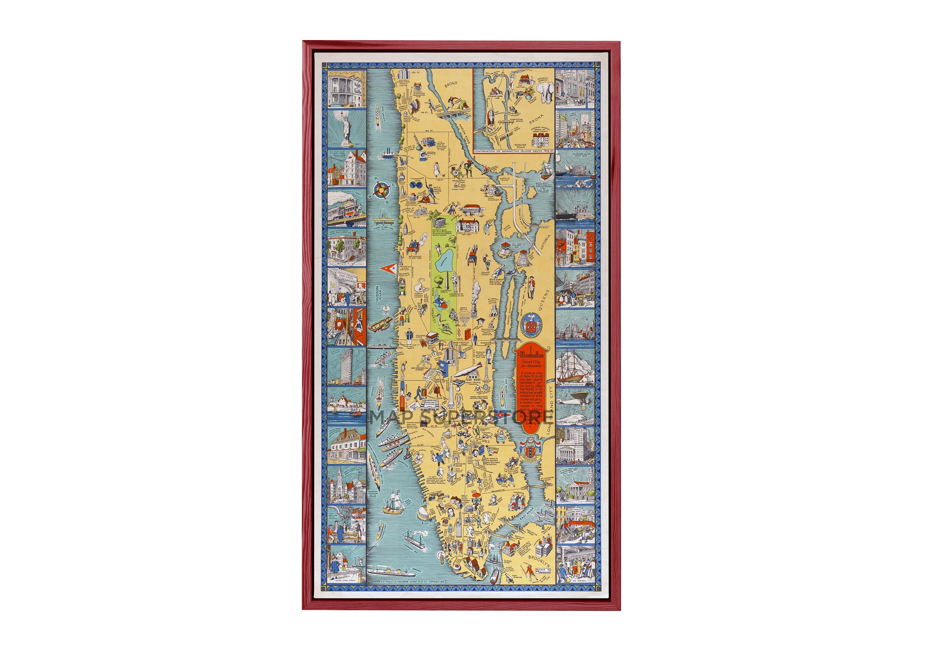 Vintage Pictorial Map of Manhattan: the Birthplace of America - Etsy