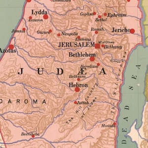 Palestine in the Time of Christ Map | Vintage Bible Map | Restored ...