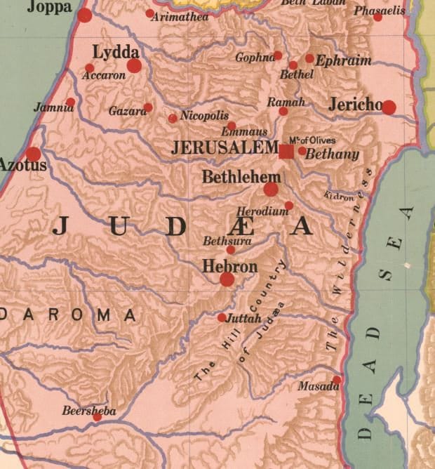 Palestine in the Time of Christ Map | Vintage Bible Map | Restored ...