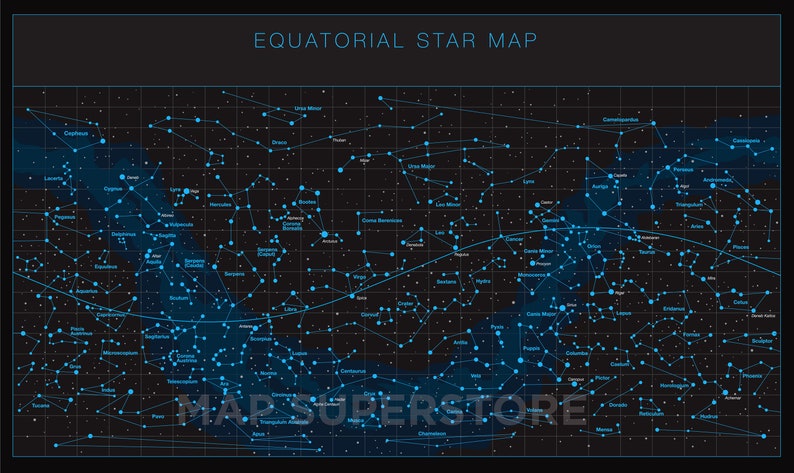 Celestial Star Map: Night Sky Constellations - Poster or Canvas - Etsy