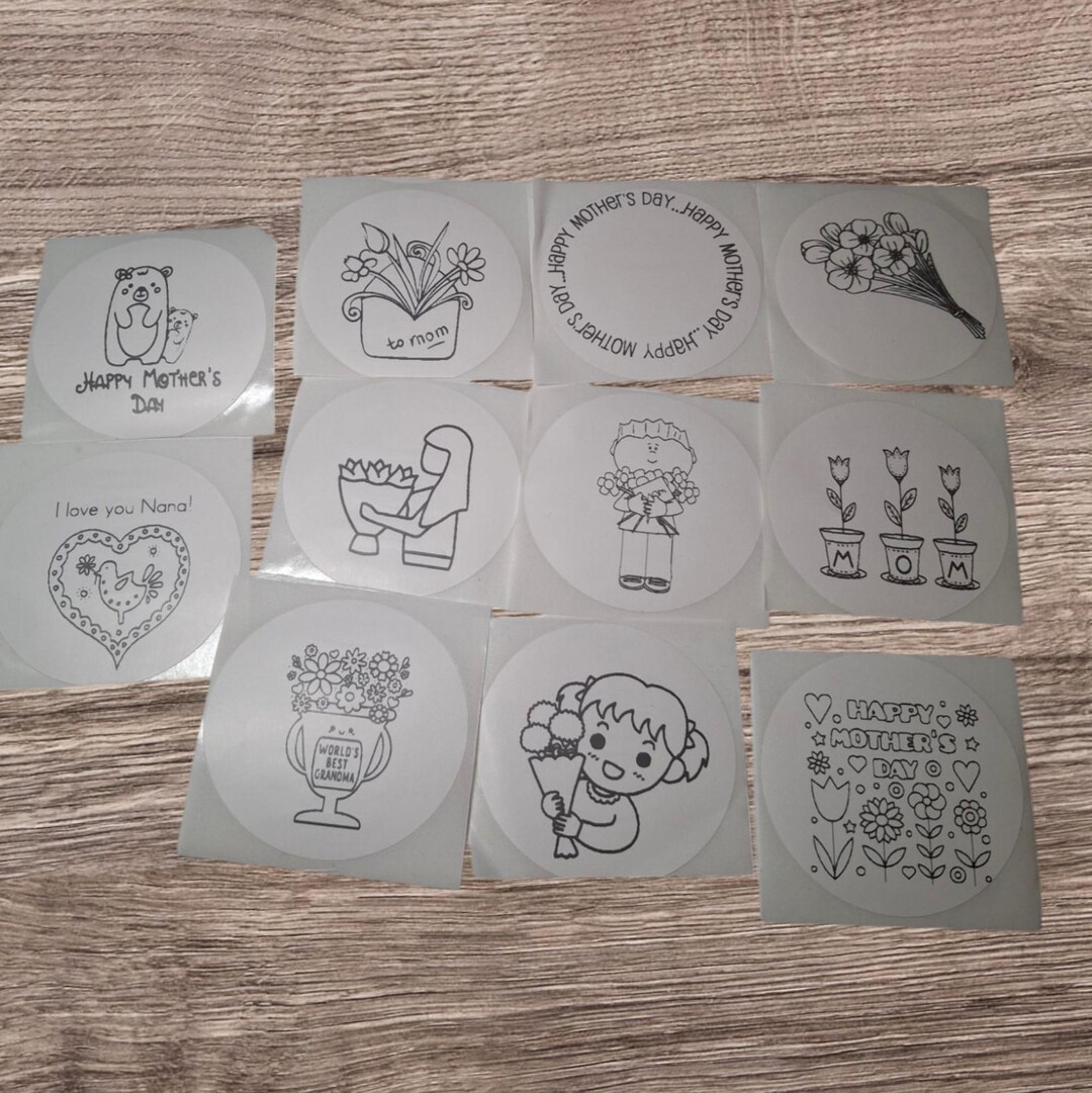 Colour in Stickers Mothers Day - Etsy