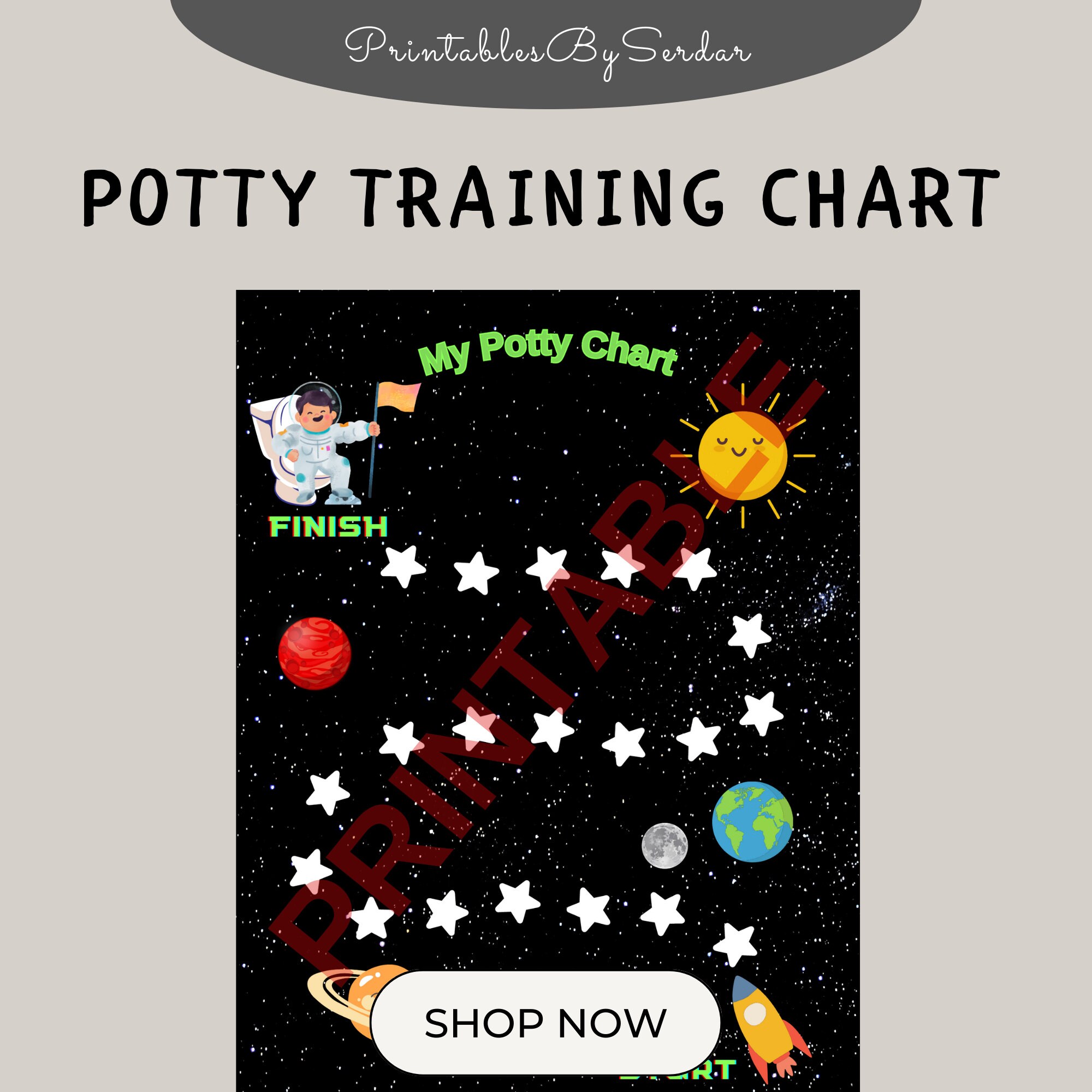 Potty Training Chart | Printable Potty Chart | Space Adventure Potty ...