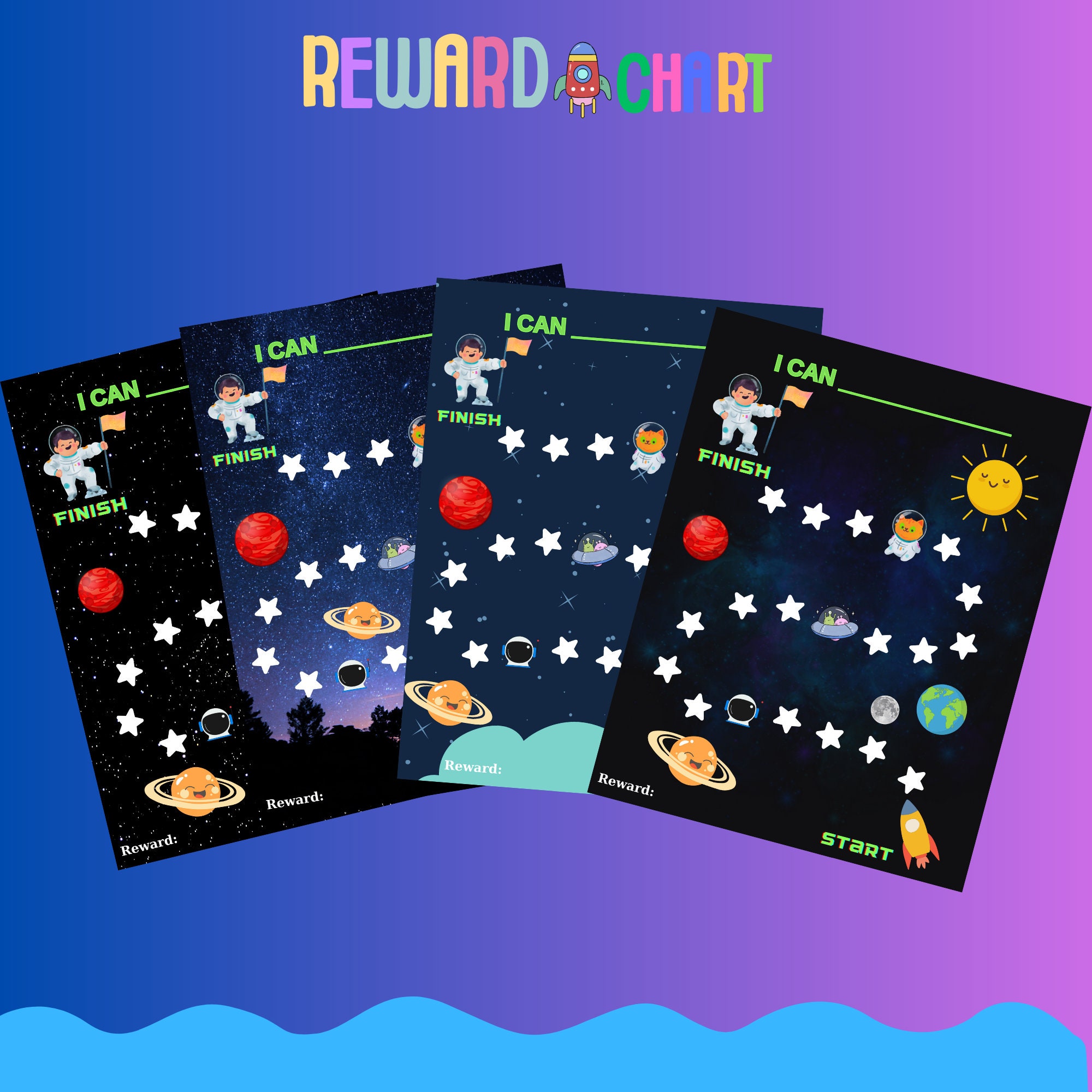 Kids Reward Chart | Printable Space-themed Reward Chart | Reward Chart ...
