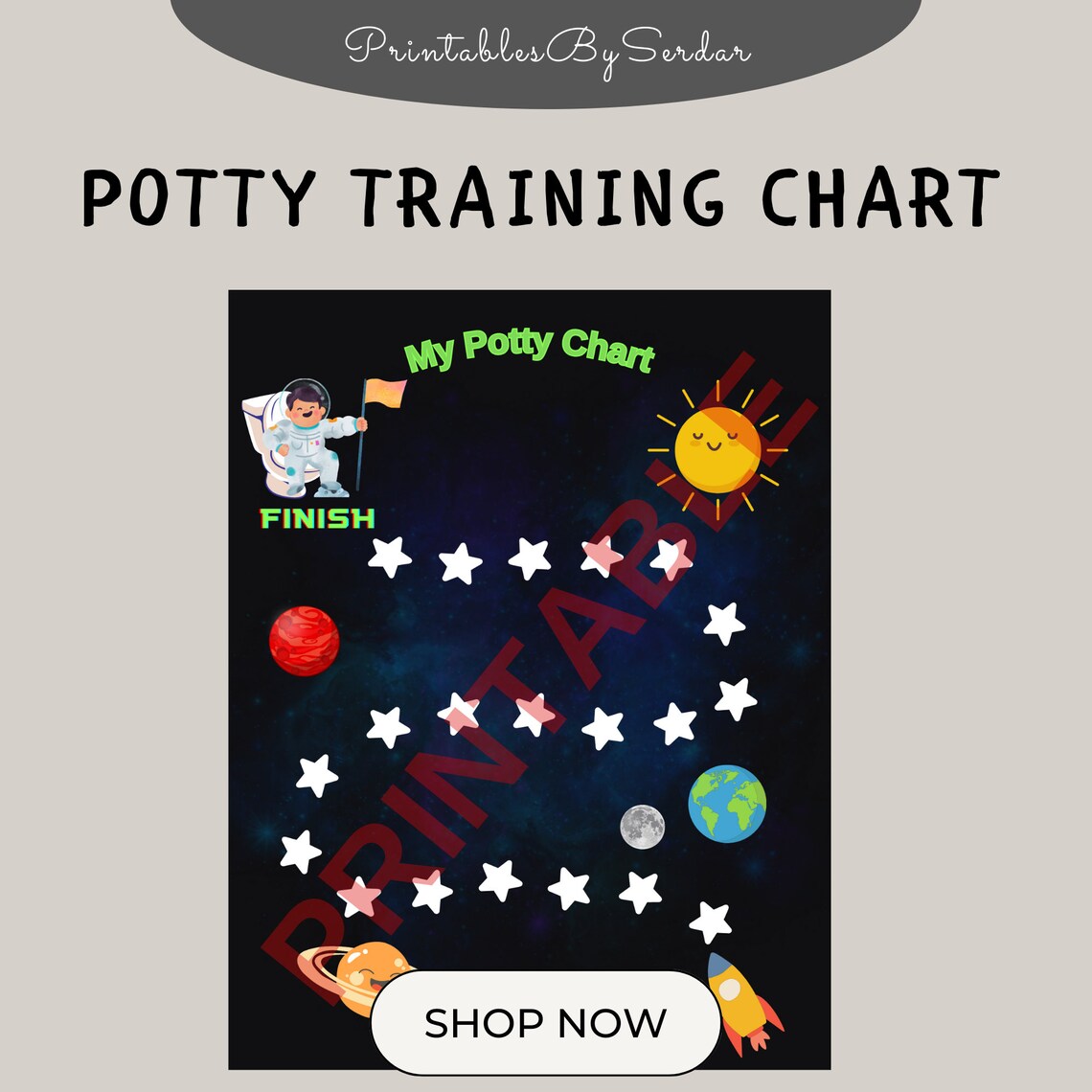 Potty Training Chart | Printable Potty Chart | Space Adventure Potty ...
