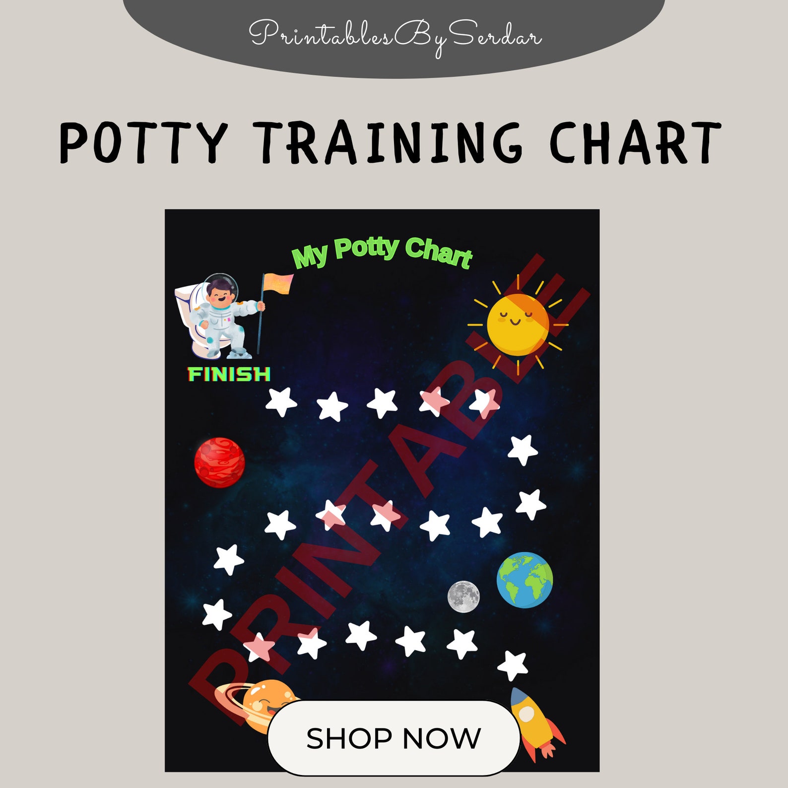 Potty Training Chart Printable Potty Chart Space Adventure Potty Chart ...