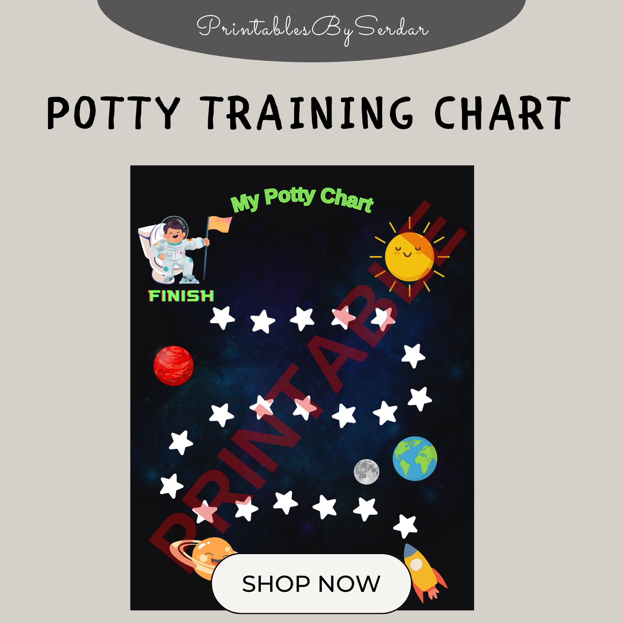 Potty Training Chart | Printable Potty Chart | Space Adventure Potty ...