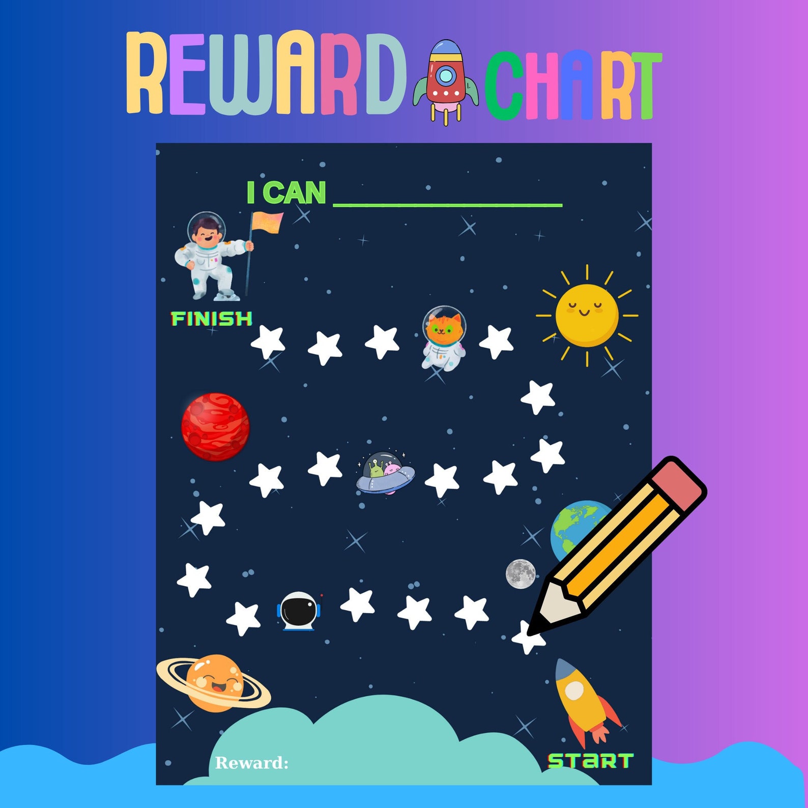 Kids Reward Chart | Printable Space-themed Reward Chart | Reward Chart ...