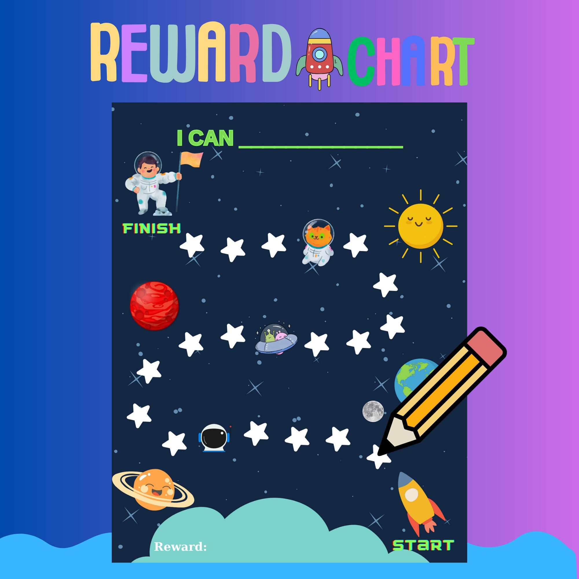 Kids Reward Chart | Printable Space-themed Reward Chart | Reward Chart ...