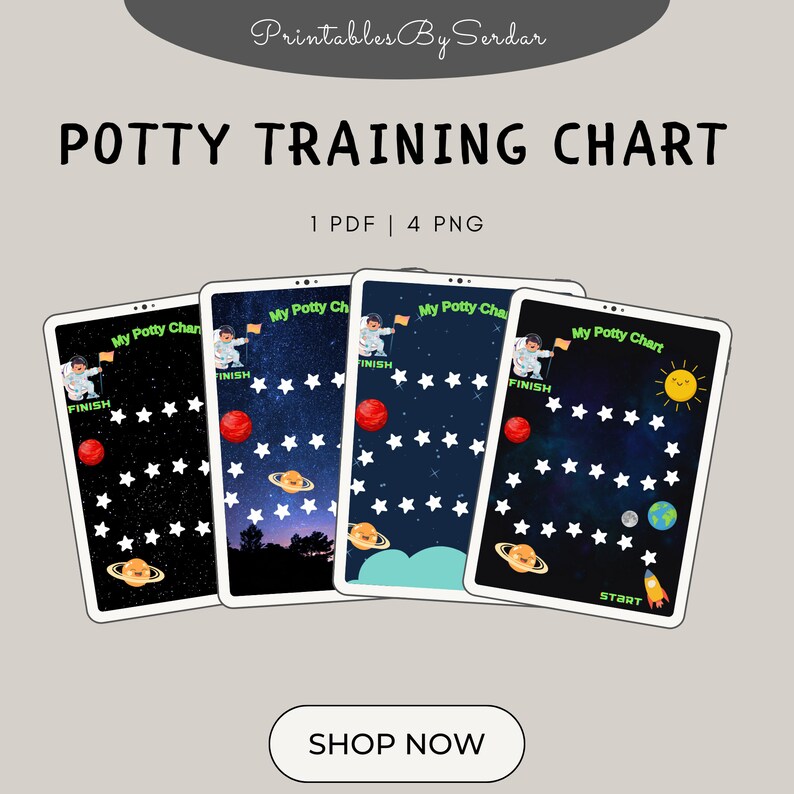Potty Training Chart | Printable Potty Chart | Space Adventure Potty ...