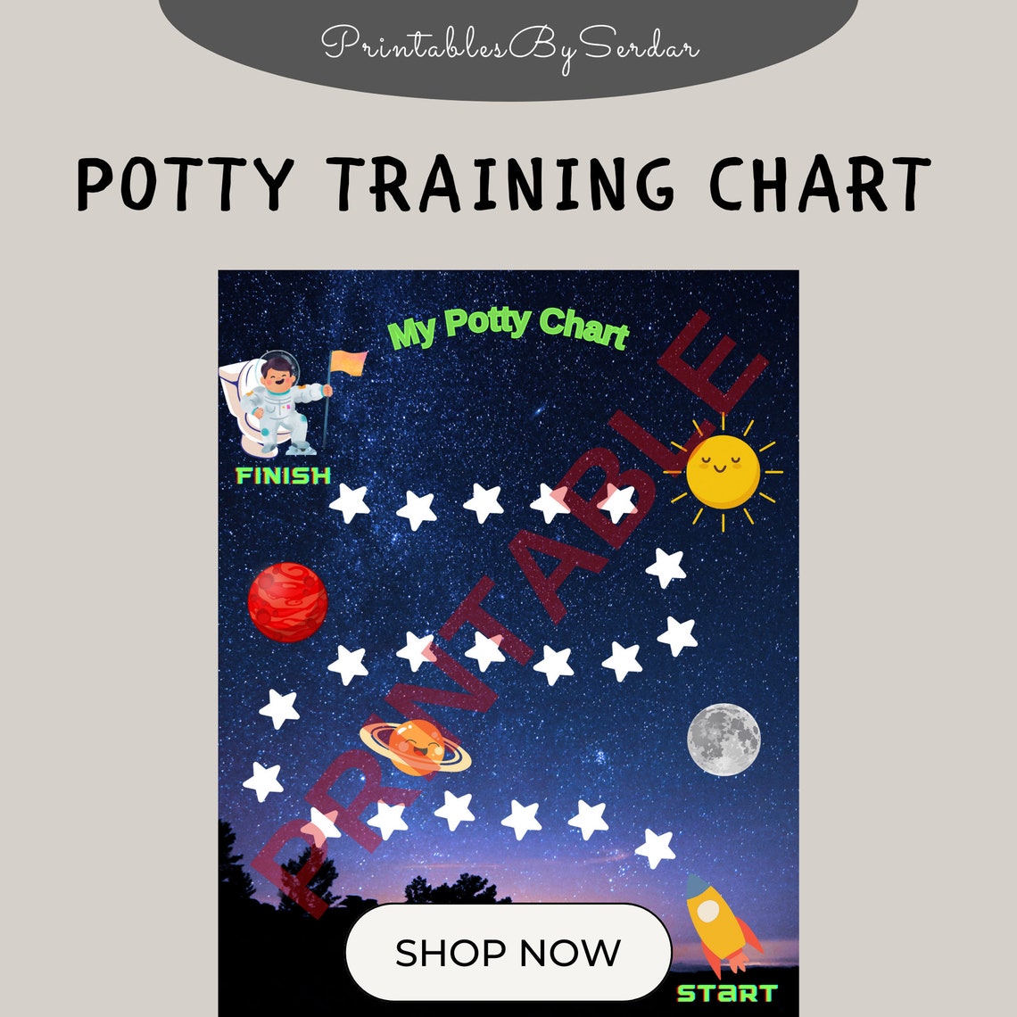 Potty Training Chart | Printable Potty Chart | Space Adventure Potty ...
