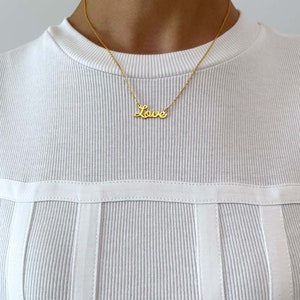 Personalized Script Necklace, Gold Love Necklace for Women, Love ...
