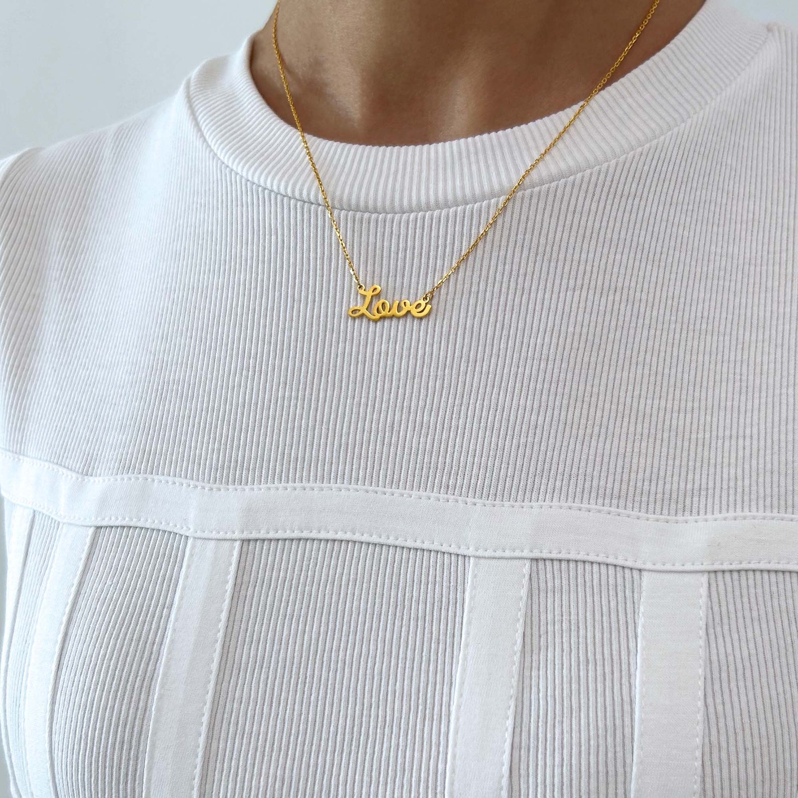 Personalized Script Necklace, Gold Love Necklace for Women, Love ...